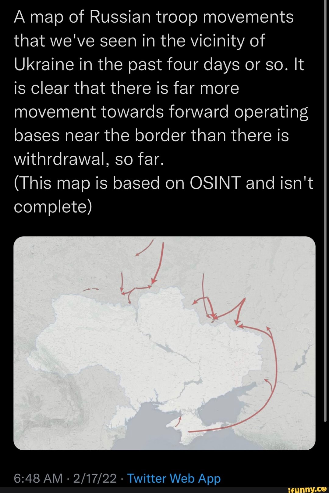 A map of Russian troop movements that we've seen in the vicinity of ...