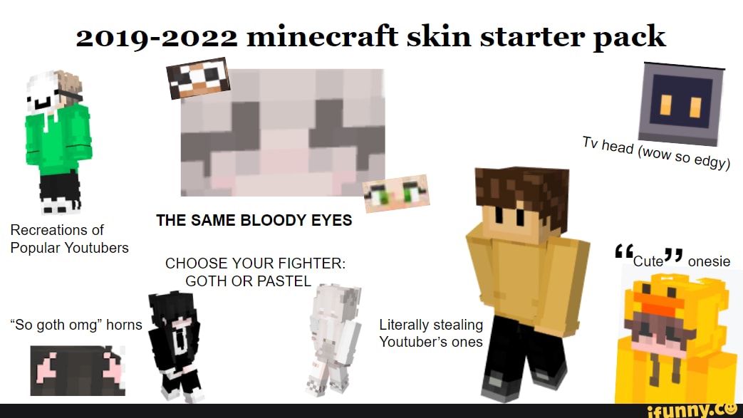 2019-2022 minecraft skin starter pack Ty head (wow so edgy) THE SAME BLOODY EYES Recreations of ...