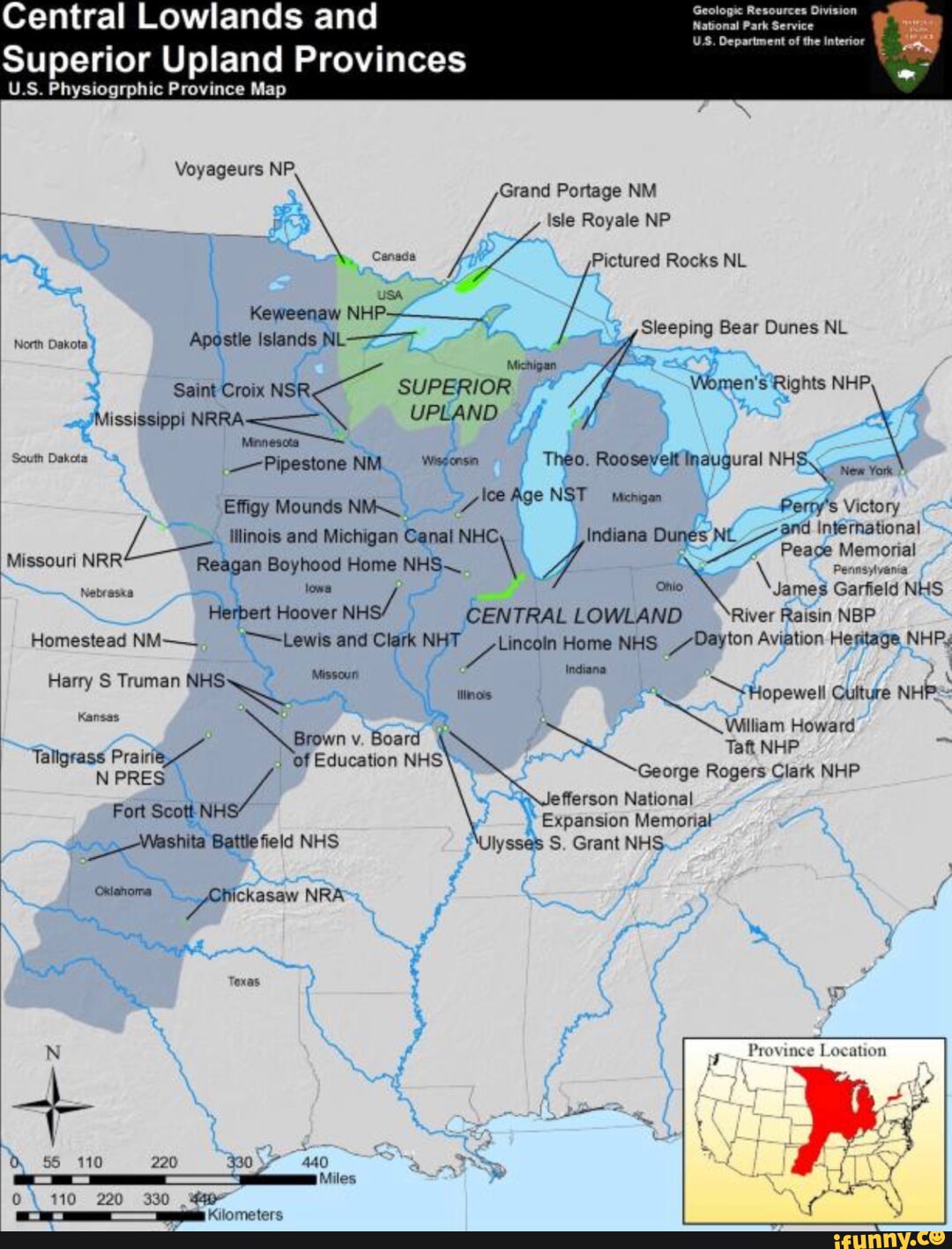 Central Lowlands and Superior Upland Provinces US Physiogrphic Province ...