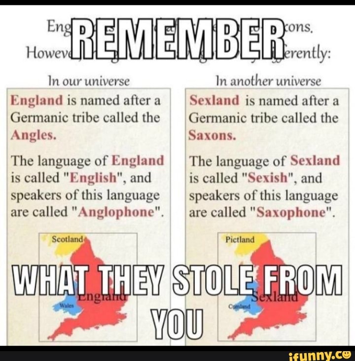 In our universe England is named after a Germanic tribe called the ...