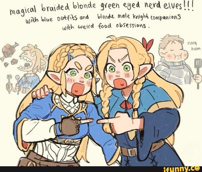 \cal braided blonde green eyed nerd elves with blue and blonde male ...