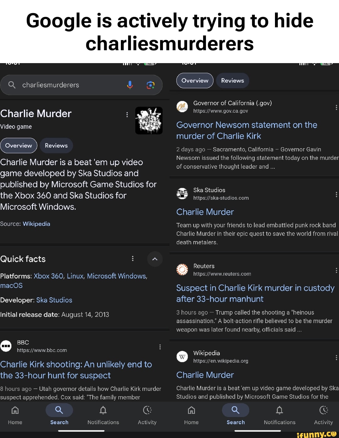 Google is actively trying to hide charliesmurderers charliesmurderers ...