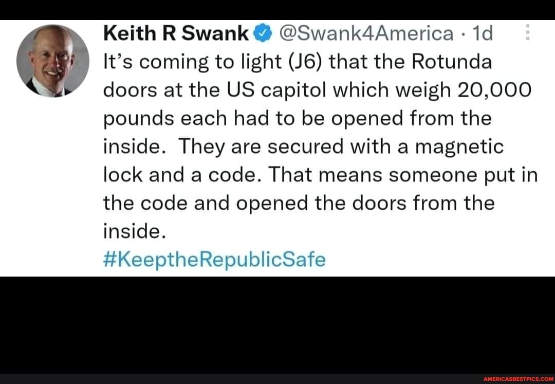 Keith R Swank @ @Swank4America Id It's coming to light that the Rotunda ...