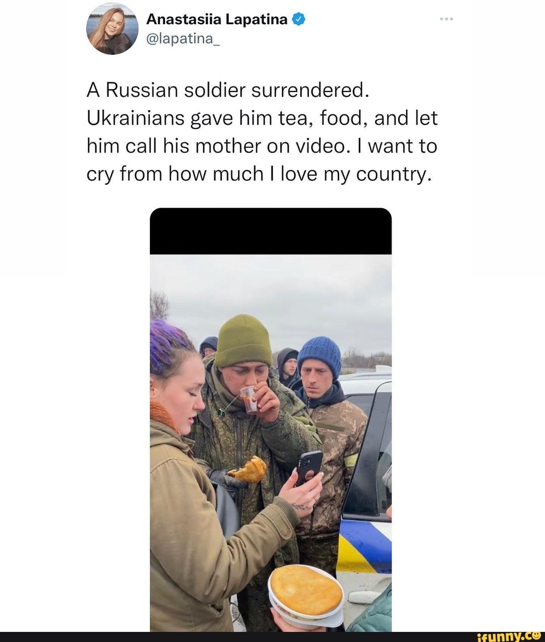 Anastasiia Lapatina @lapatina_ A Russian soldier surrendered ...