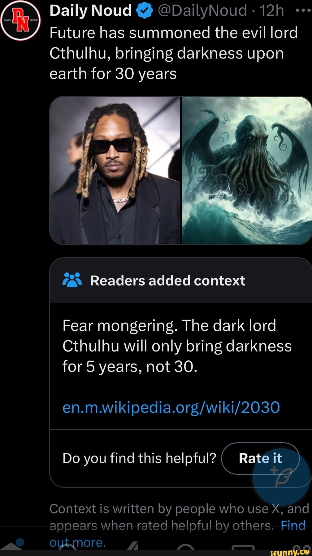 Daily Noud @DailyNoud Future has summoned the evil lord Cthulhu ...