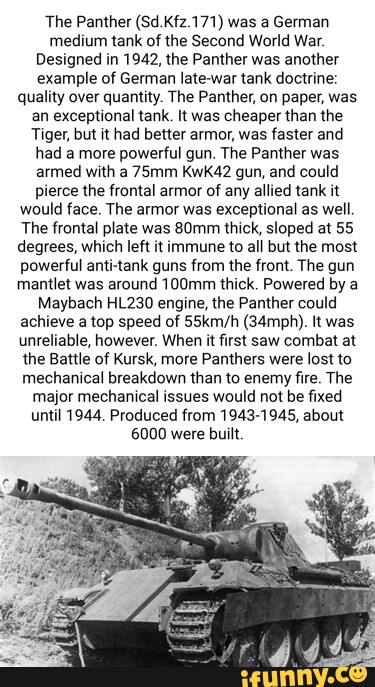 The Panther (Sd 171) was a German medium tank of the Second World War ...
