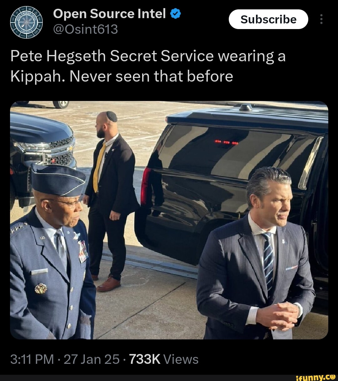 Pete Hegseth Secret Service wearing a Kippah. Never seen that before PM ...