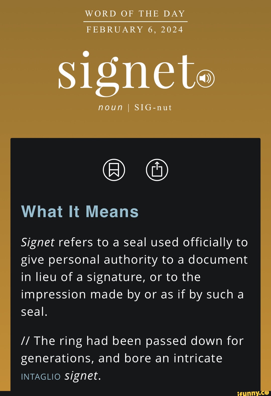 WORD OF THE DAY FEBRUARY 6, 2024 sisnete noun I SIG-nut What It Means ...