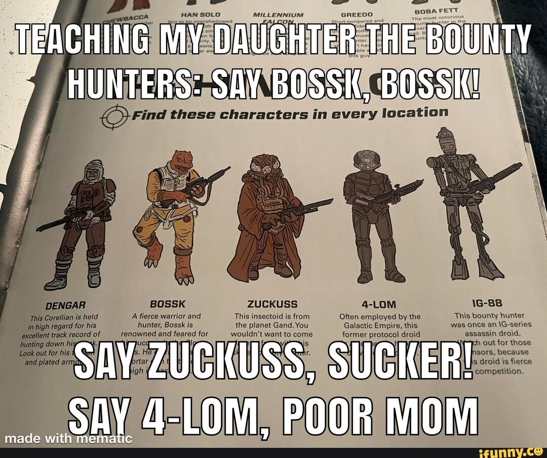 BORA FETT MILLENNIUM HUNTERS: SAY BOSSK, BOSSK! Find these characters ...