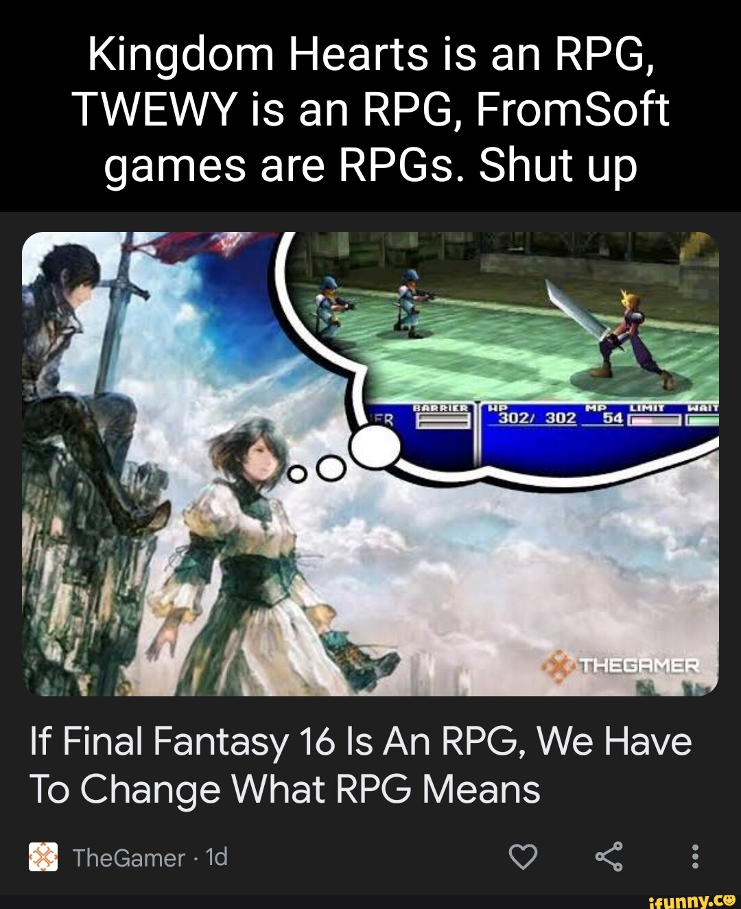 Kingdom Hearts is an RPG, TWEWY is an RPG, FromSoft games are RPGs ...