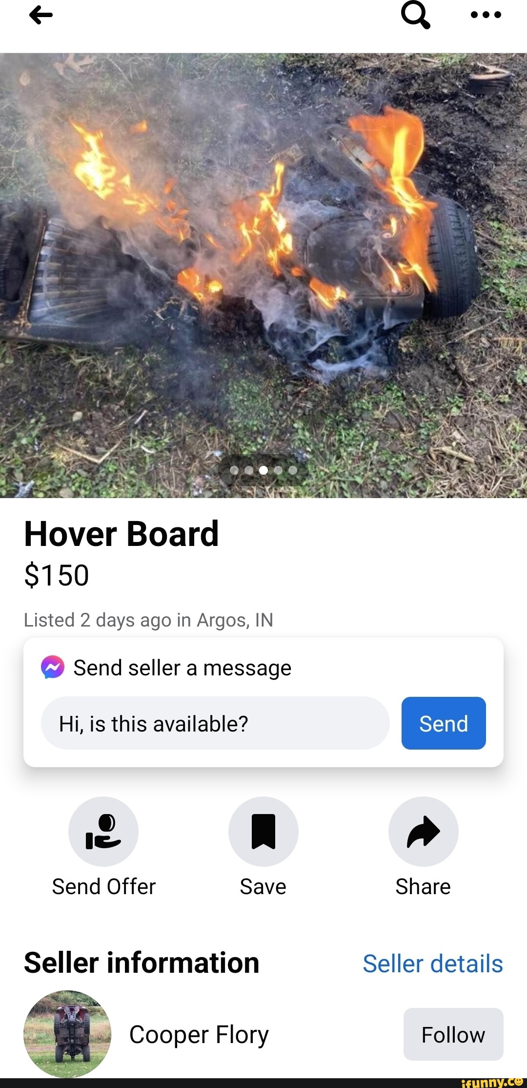 Hover Board $150 Listed 2 days ago in Argos, IN Send seller a message ...