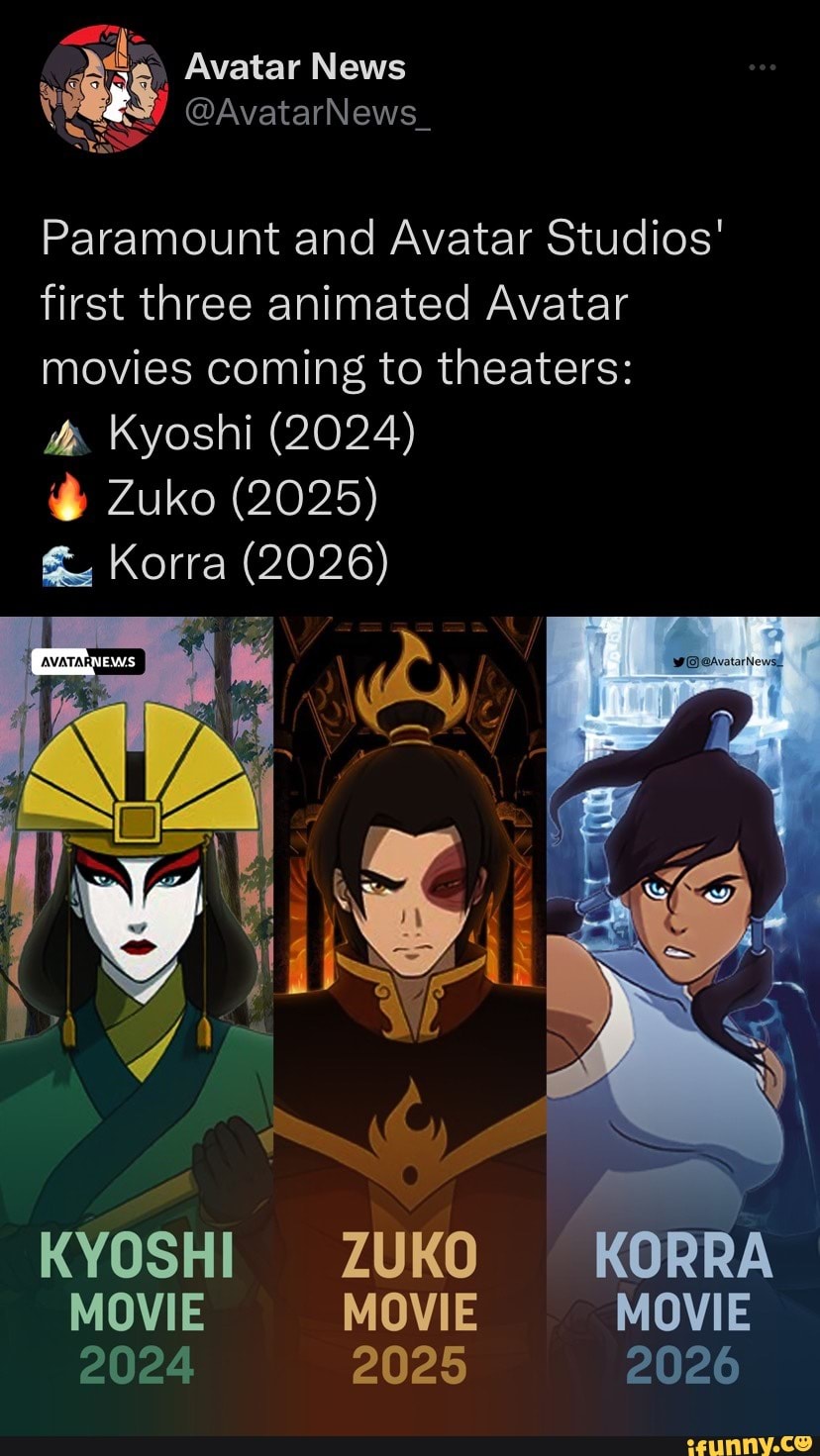 Avatar Paramount and Avatar Studios' first three animated Avatar movies ...