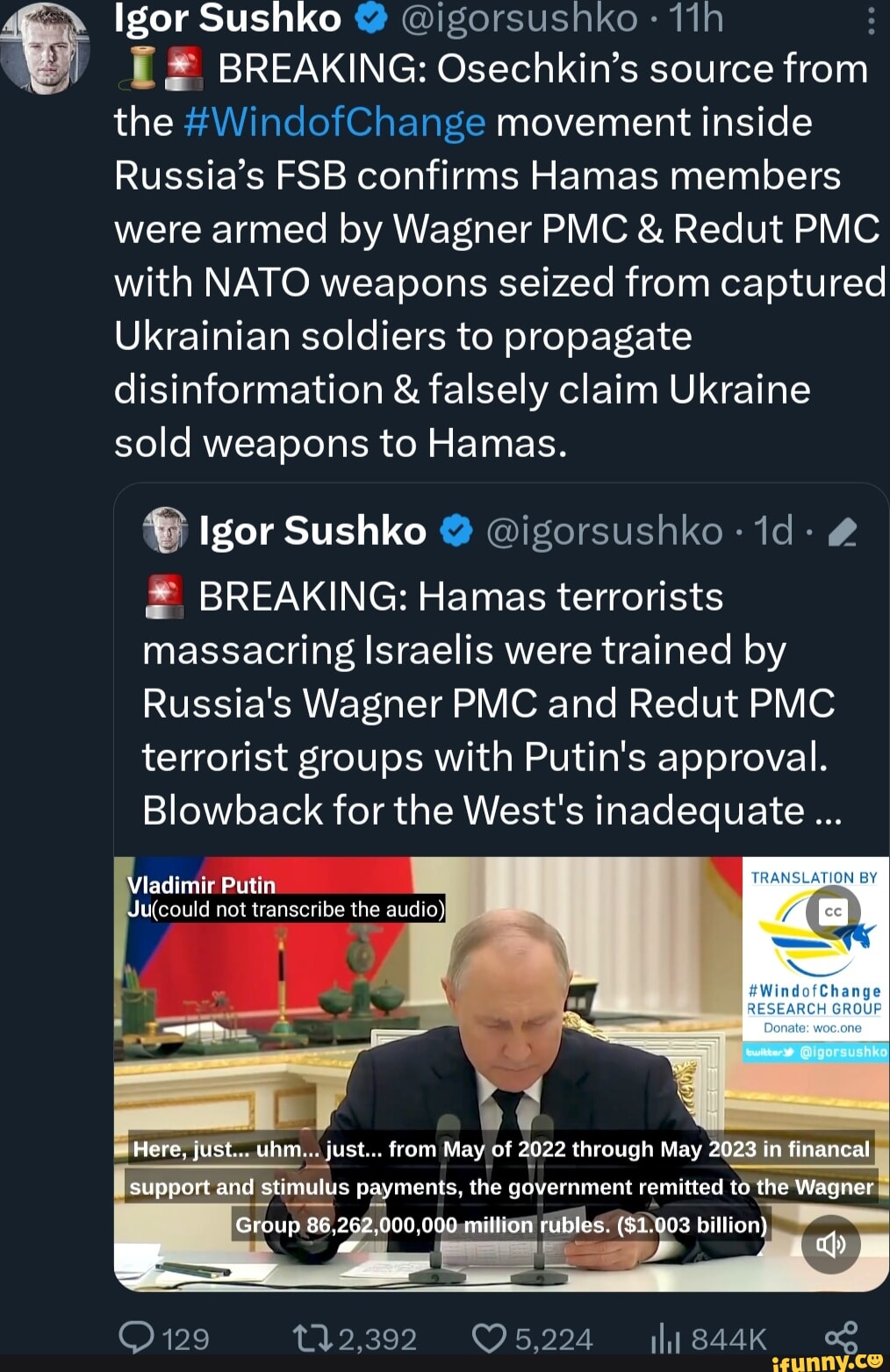 Igor Sushko BREAKING: Osechkin's source from the #WindofChange movement inside Russia's FSB ...