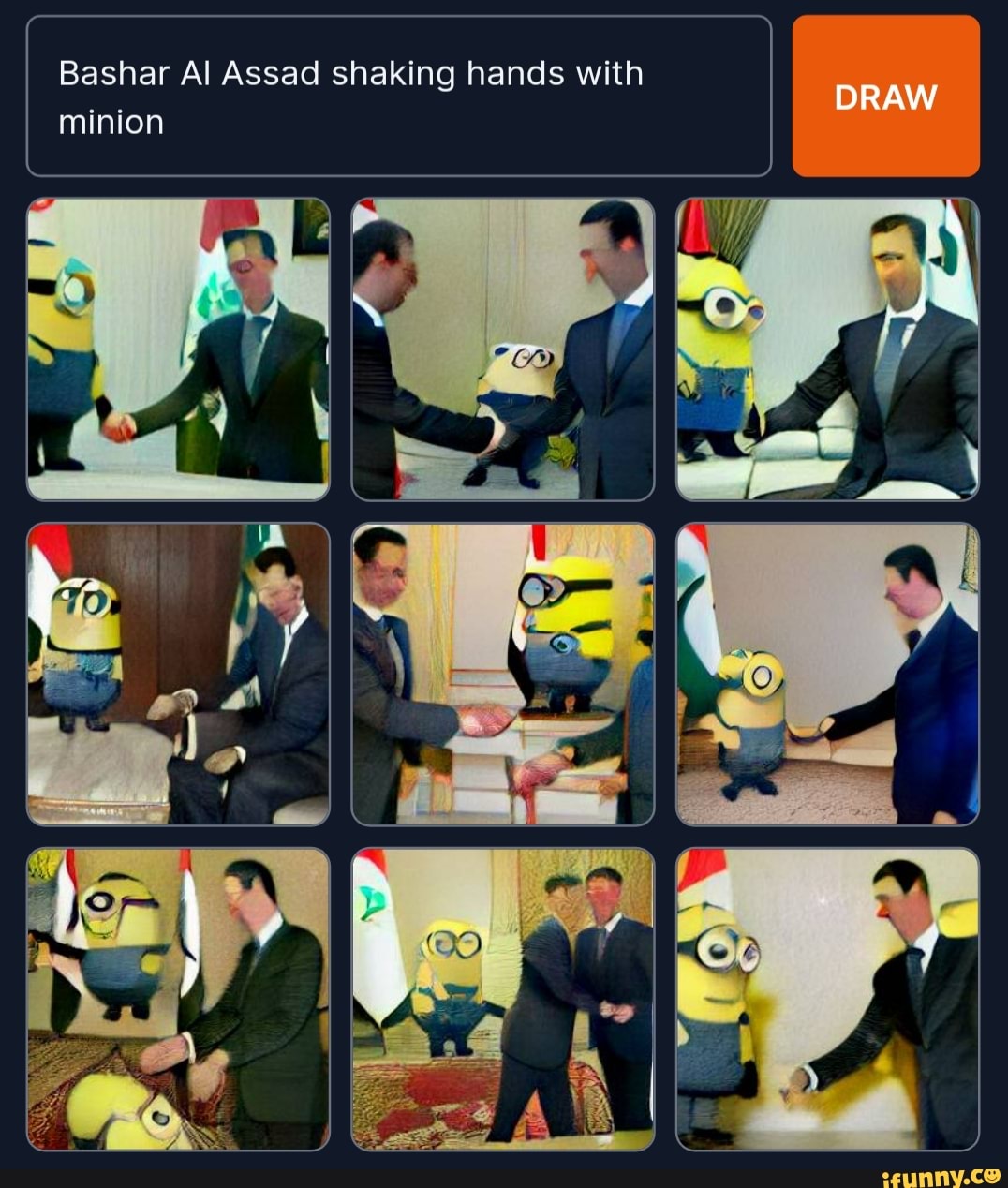 DRAW Bashar Al Assad shaking hands with minion - iFunny