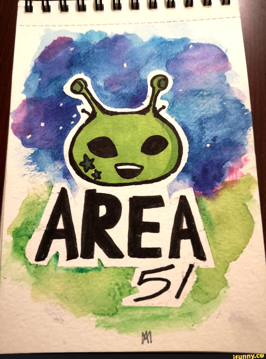 An area 51 drawing I made. I used water colors and makers - iFunny