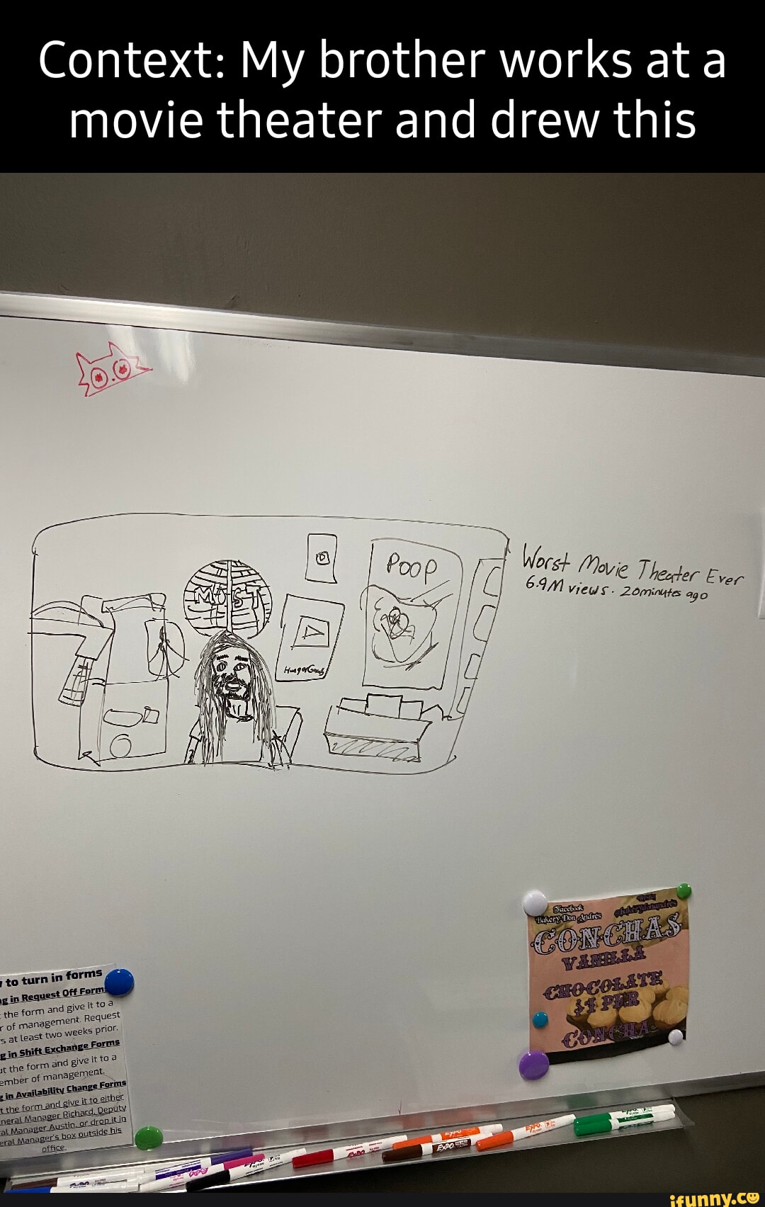 Context: My brother works at a movie theater and drew this Movie ag ...