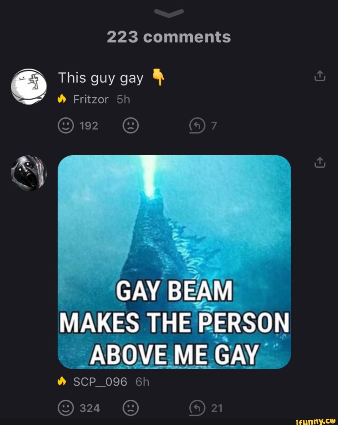 223 comments This guy gay Fritzor 192 GAY BEAM MAKES THE PERSON ABOVE ...