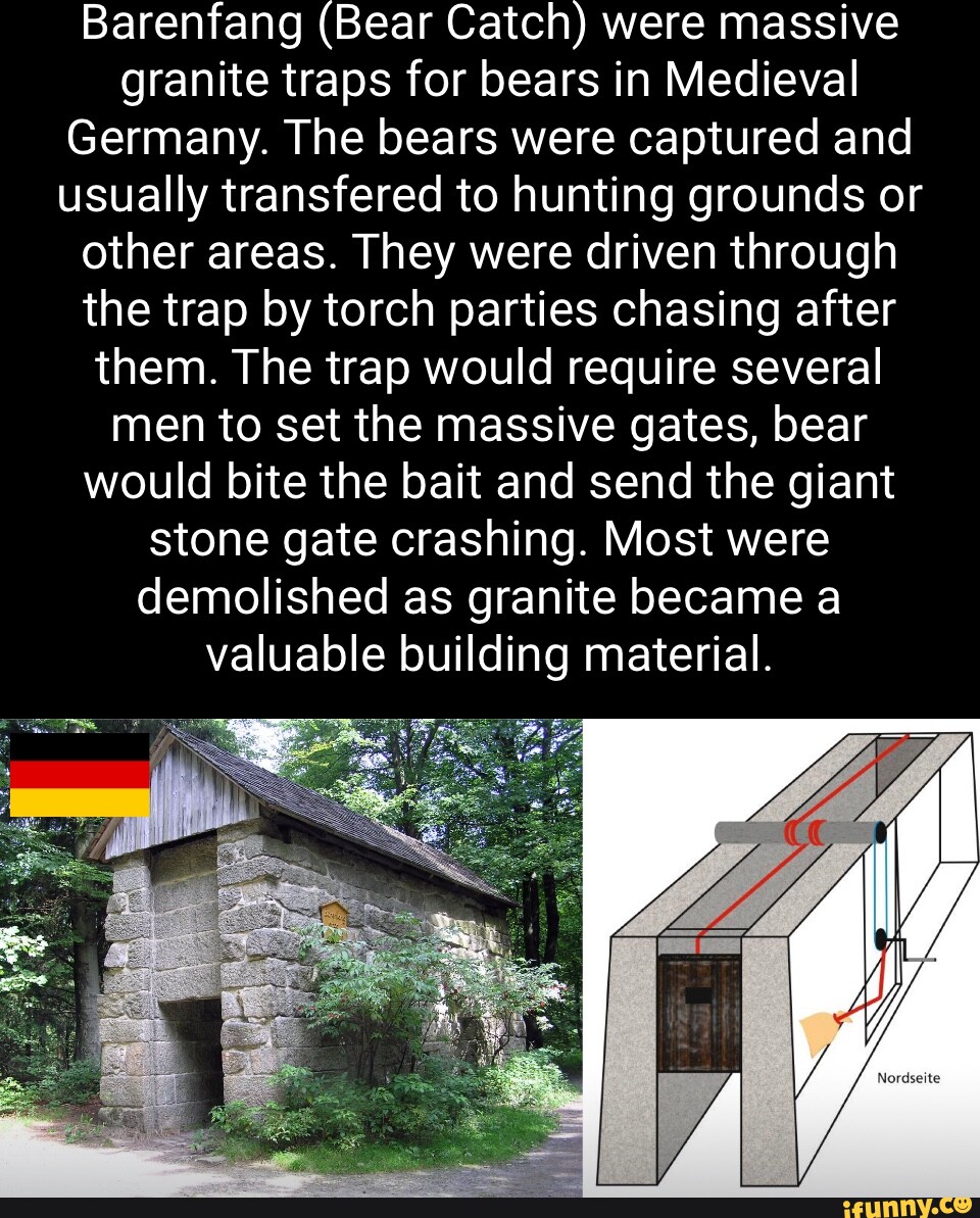 Barenfang (Bear Catch) were massive granite traps for bears in Medieval ...