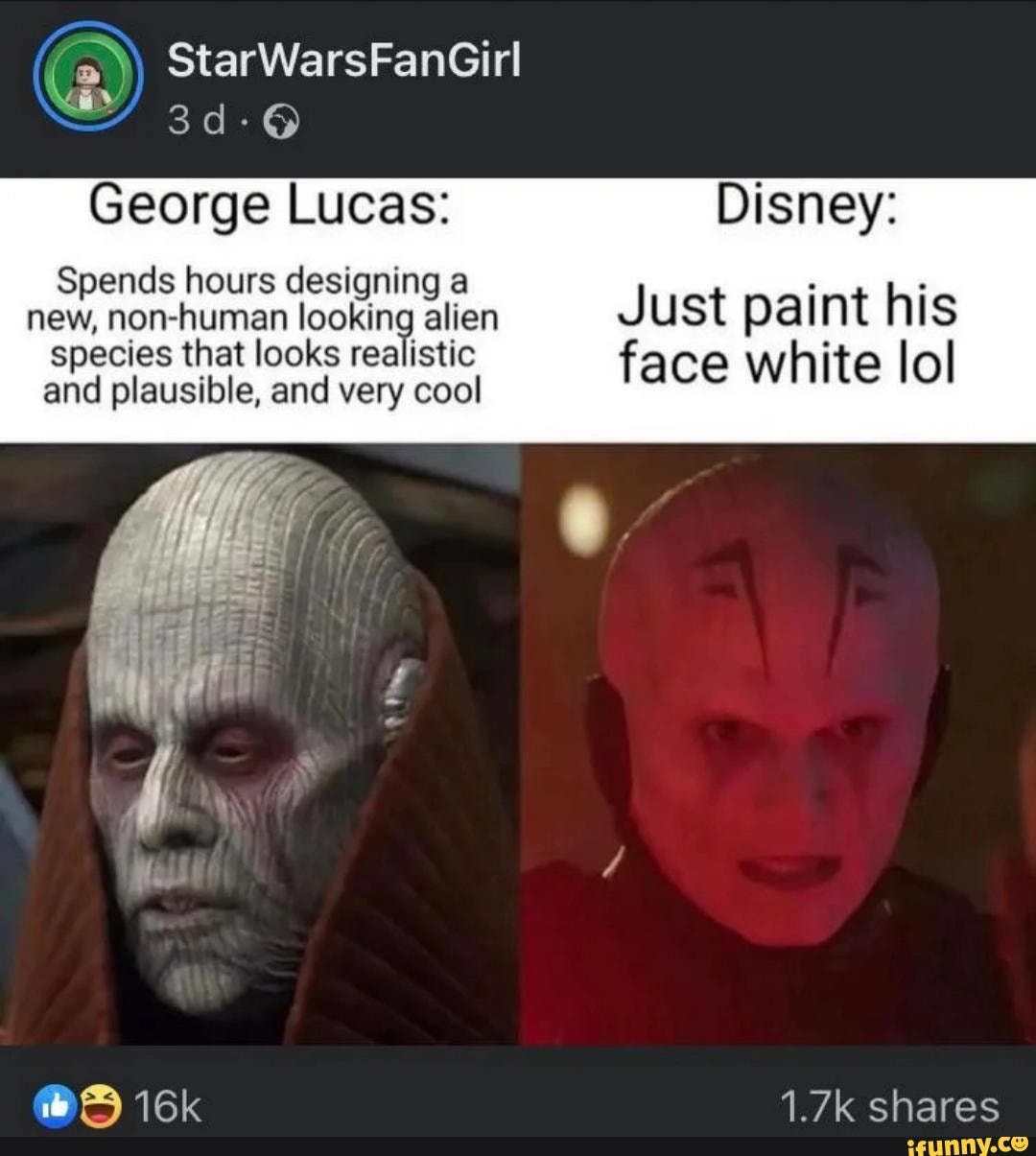 StarWarsFanGirl George Lucas: Disney: Spends hours designing a new, non ...