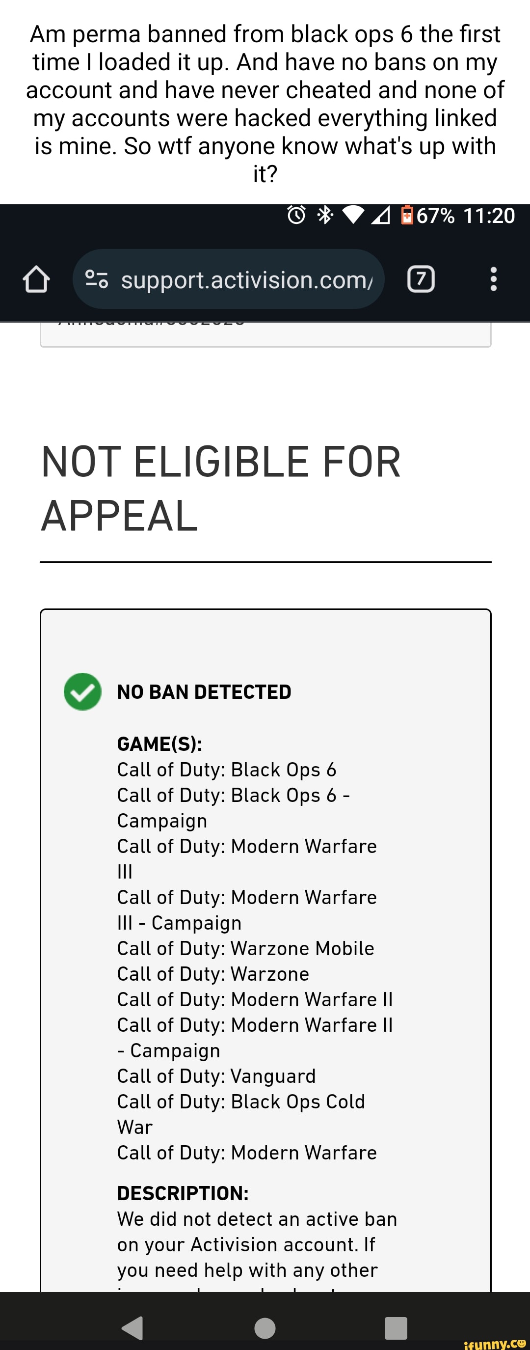 Am perma banned from black ops 6 the first time I loaded it up. And ...