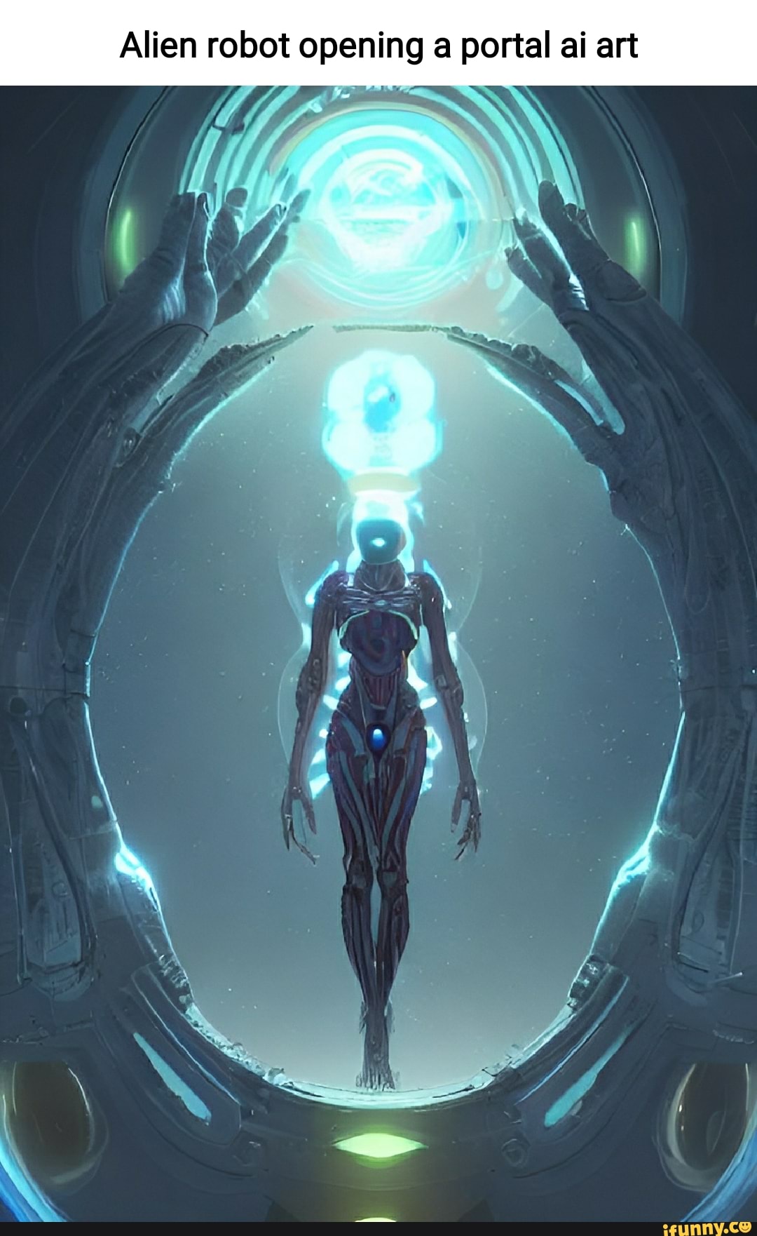 Alien robot opening a portal ai art - iFunny