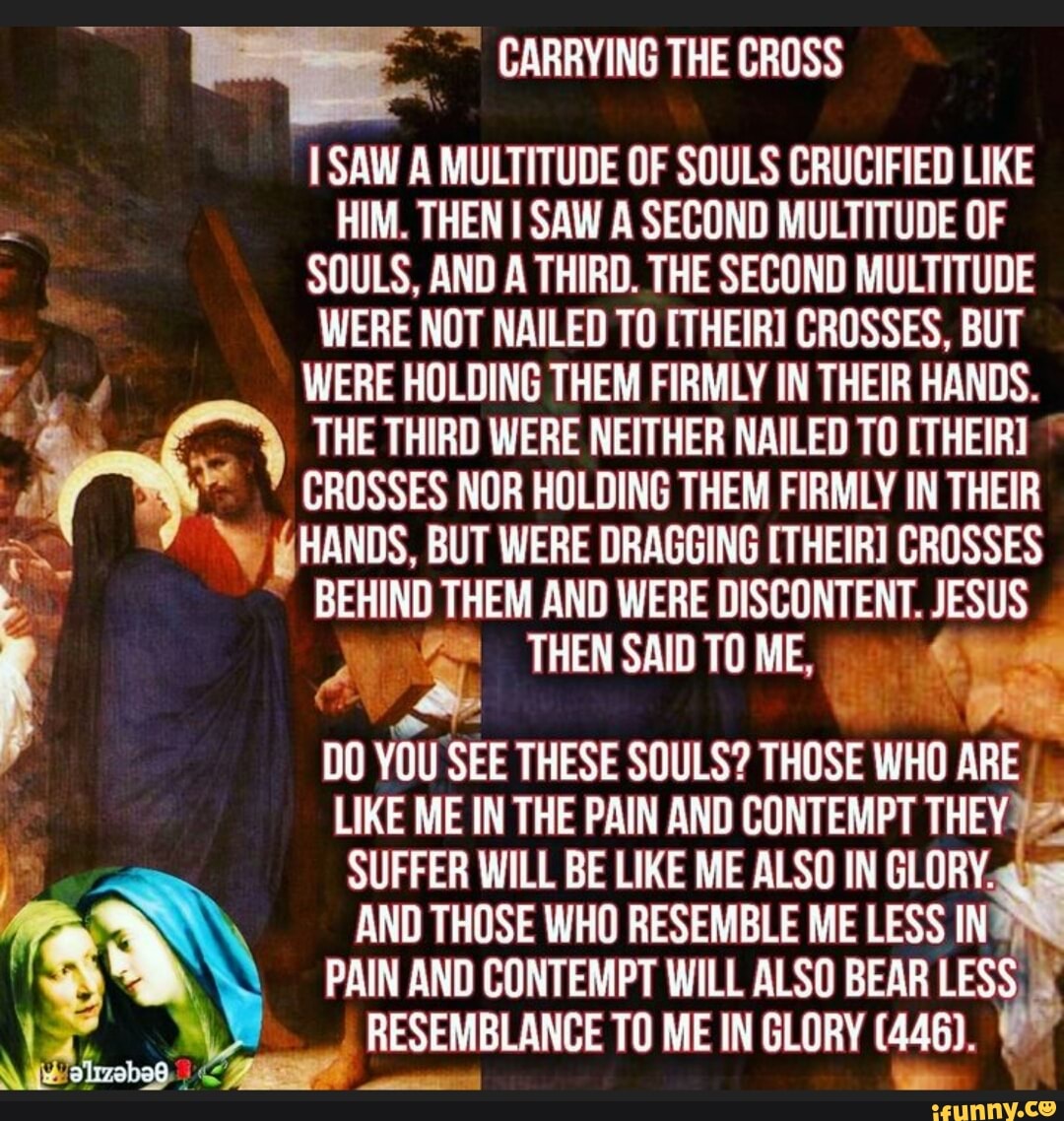 CARRYING THE CROSS SAW A MULTITUDE OF SOULS CRUCIFIED LIKE HIM. THEN ...