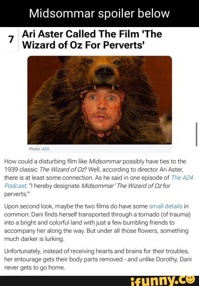Midsommar spoiler below Ari Aster Called The Film 'The Wizard of Oz For ...