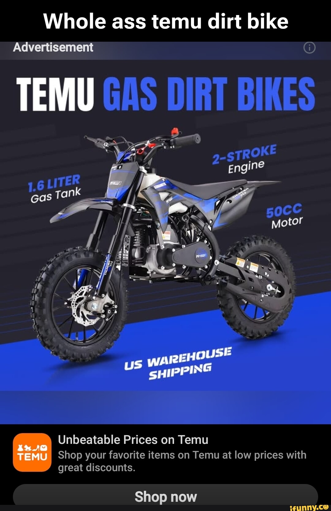 Whole ass temu dirt bike Advertisement TEMU engine motor gas Tan \ ge ...