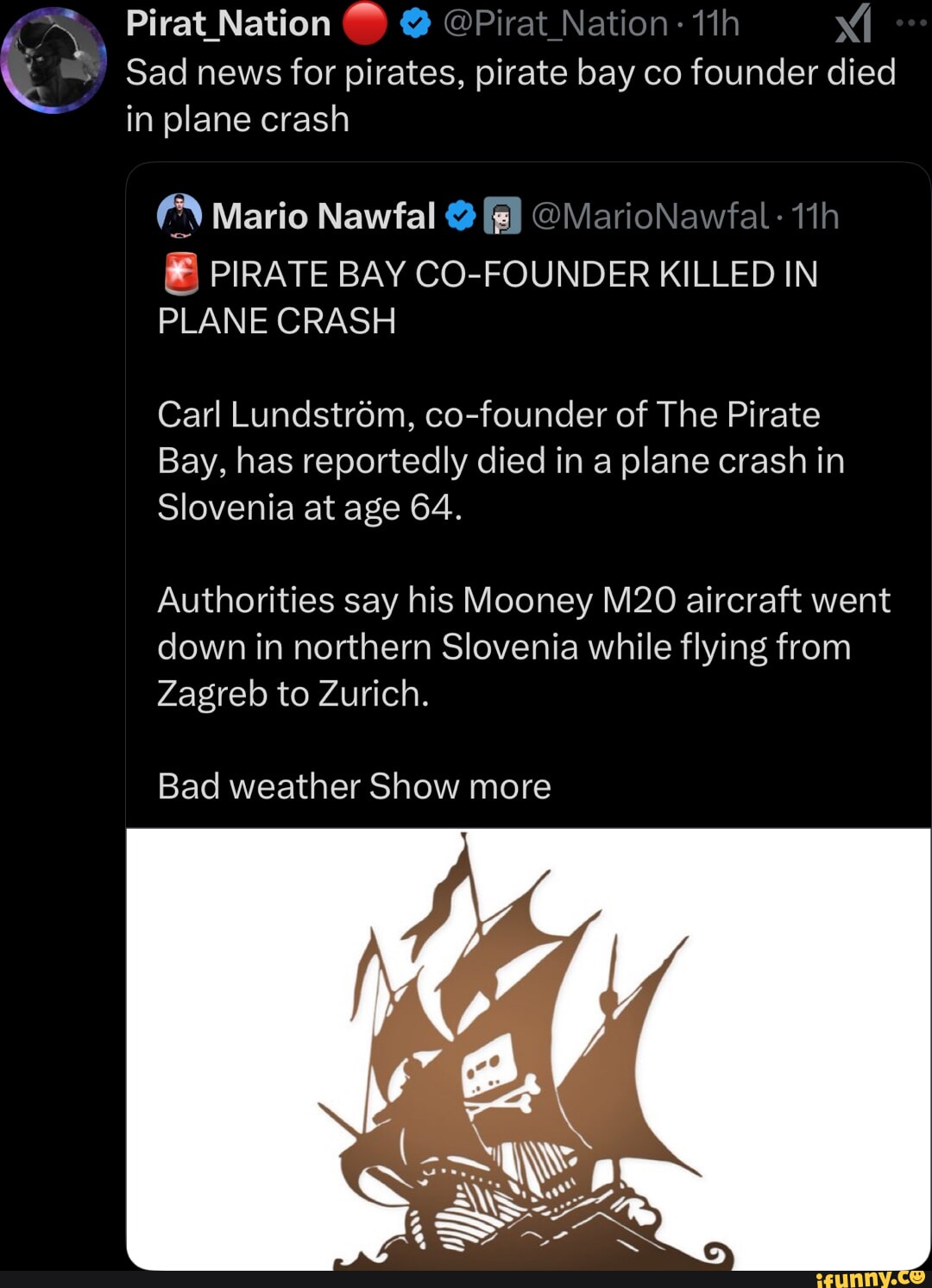 Pirat Nation @ Sad news for pirates, pirate bay co founder died in ...