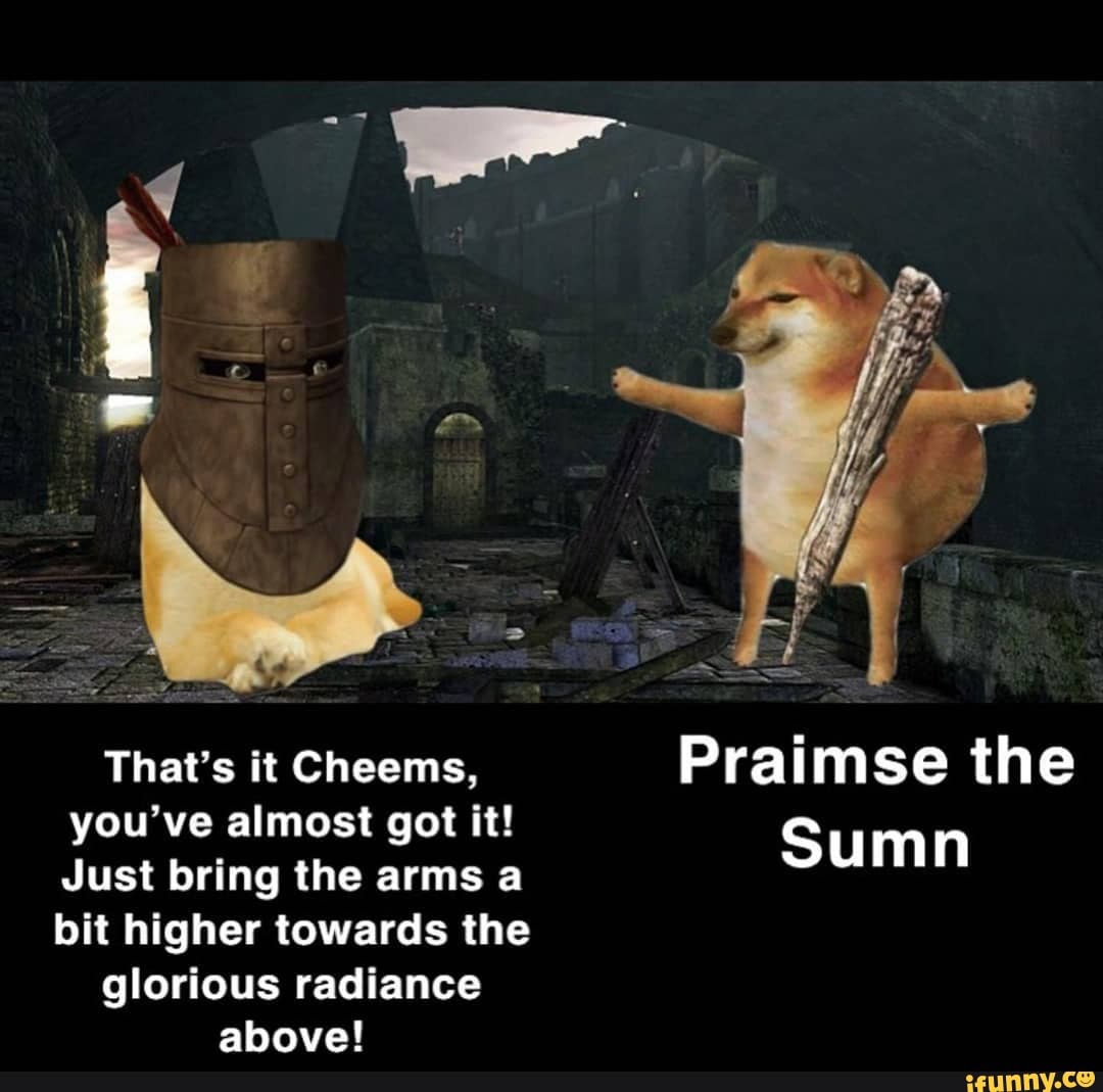 Praimse the That's it Cheems, you've almost got it! Just bring the arms ...