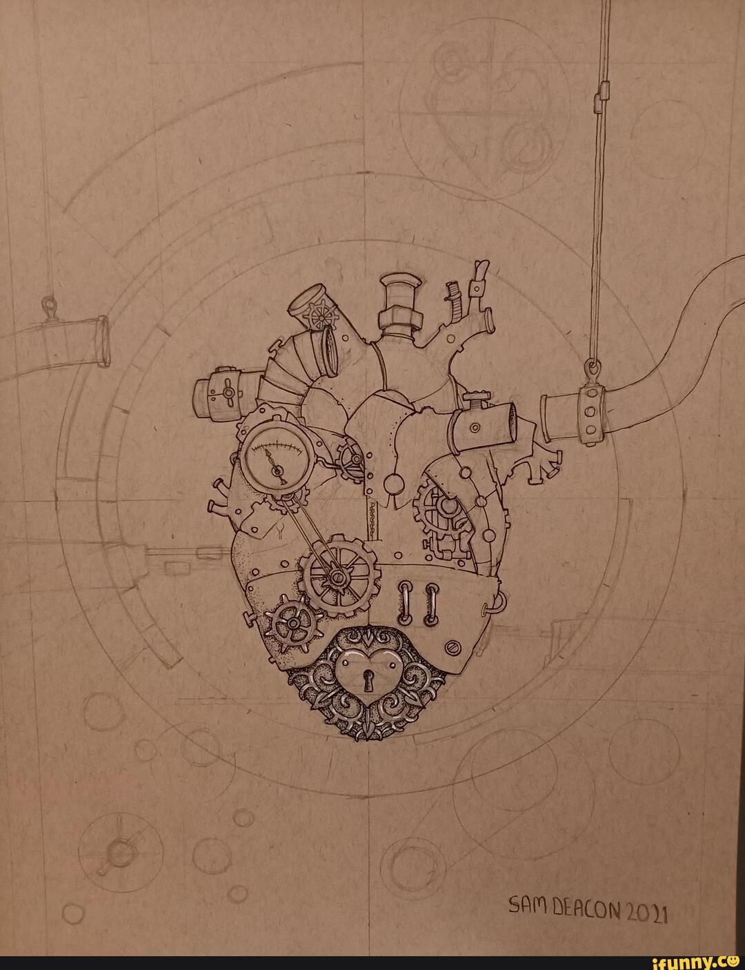 (Work in progress) - Steampunk Heart by Sam Deacon Art - SAM DEACON ...
