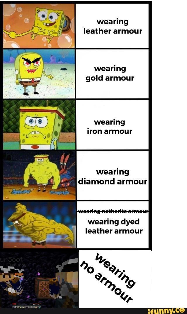Wearing leather armour wearing gold armour wearing iron armour wearing ...