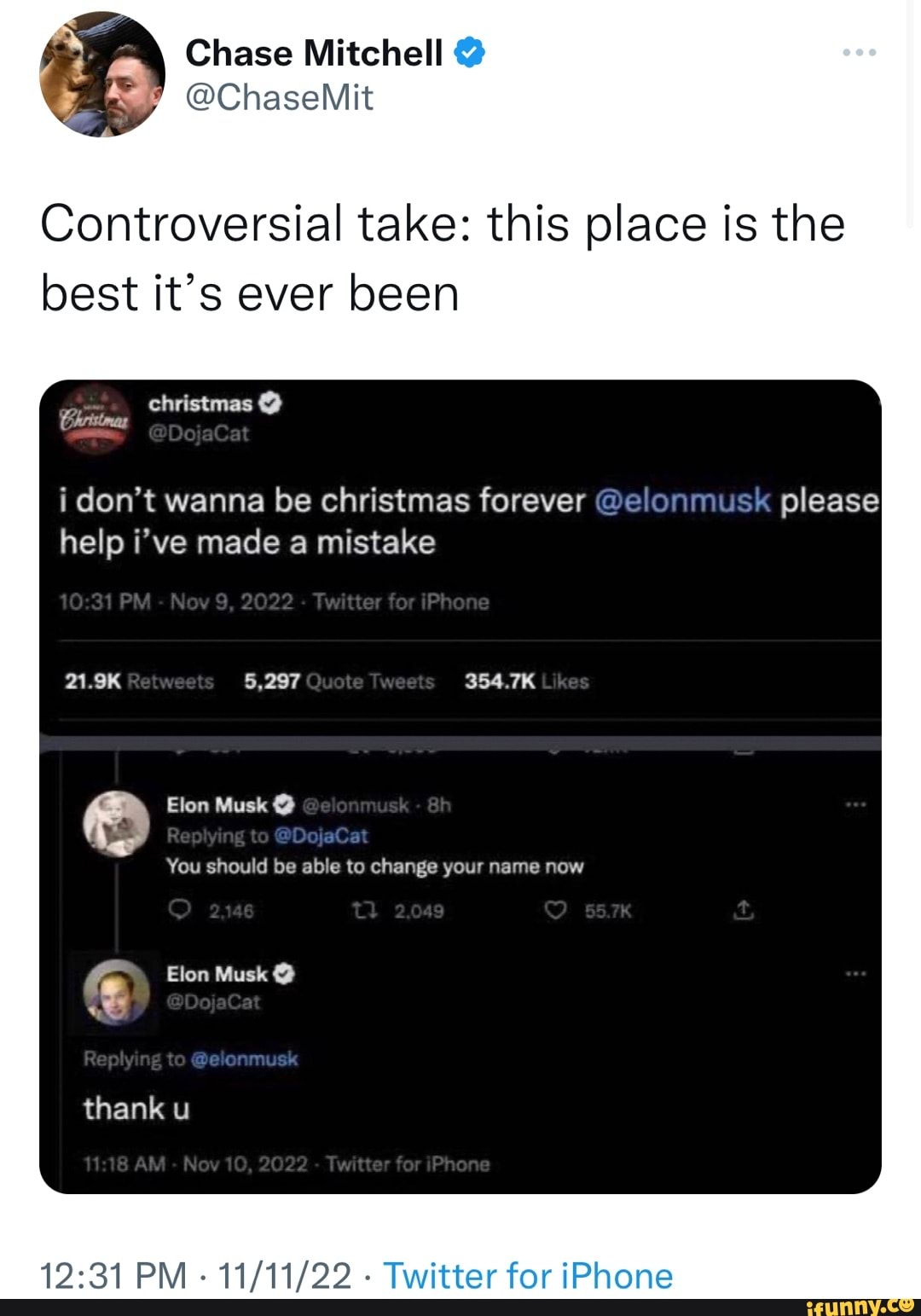 Chase Mitchell Controversial take: this place is the best it's ever ...
