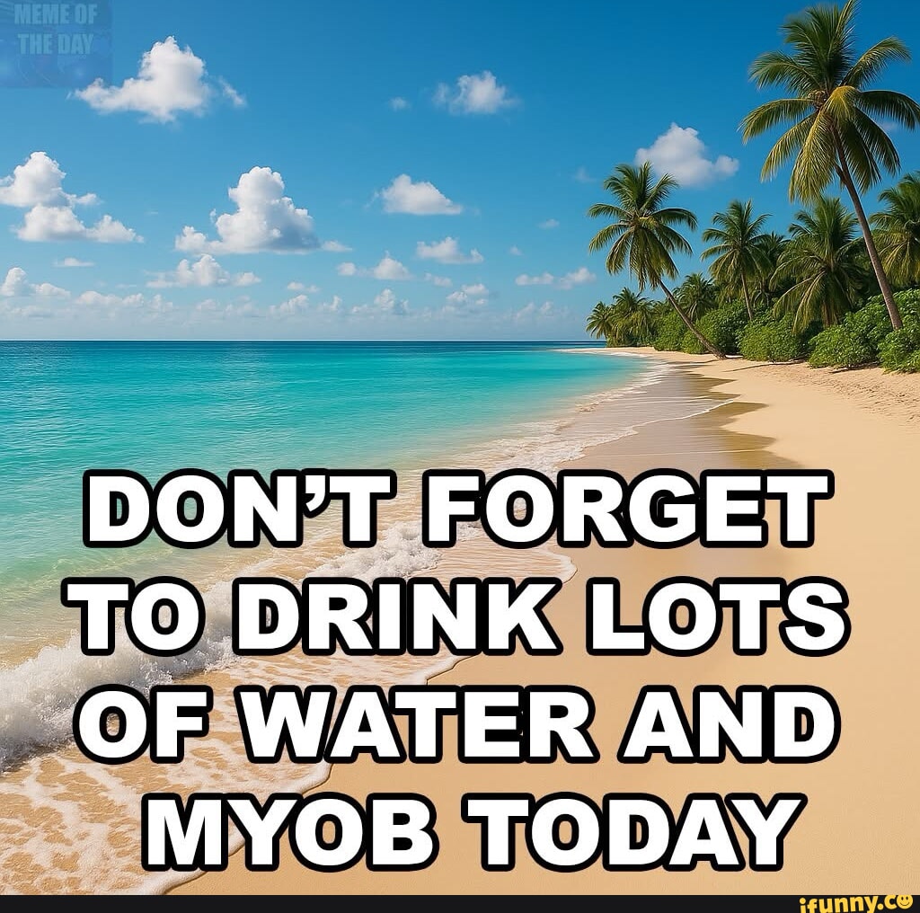 MEME OF THE DAY AS DON'T FORGET TO DRINK LOTS OF WATER AND MYOB TODAY ...