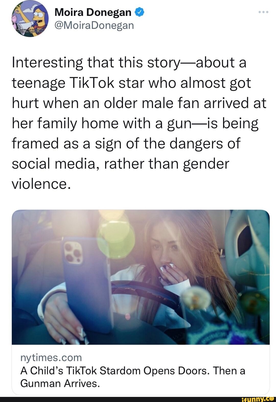Moira Donegan @ Interesting that this story-about a teenage TikTok star ...