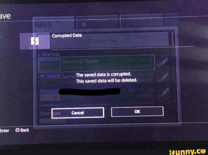 'The saved data is corrupted. This saved data will be deleted. - iFunny