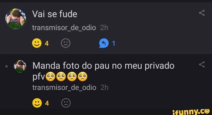 Vai Se Fude Transmisor De Odio Manda Foto Do Pau No Meu Privado