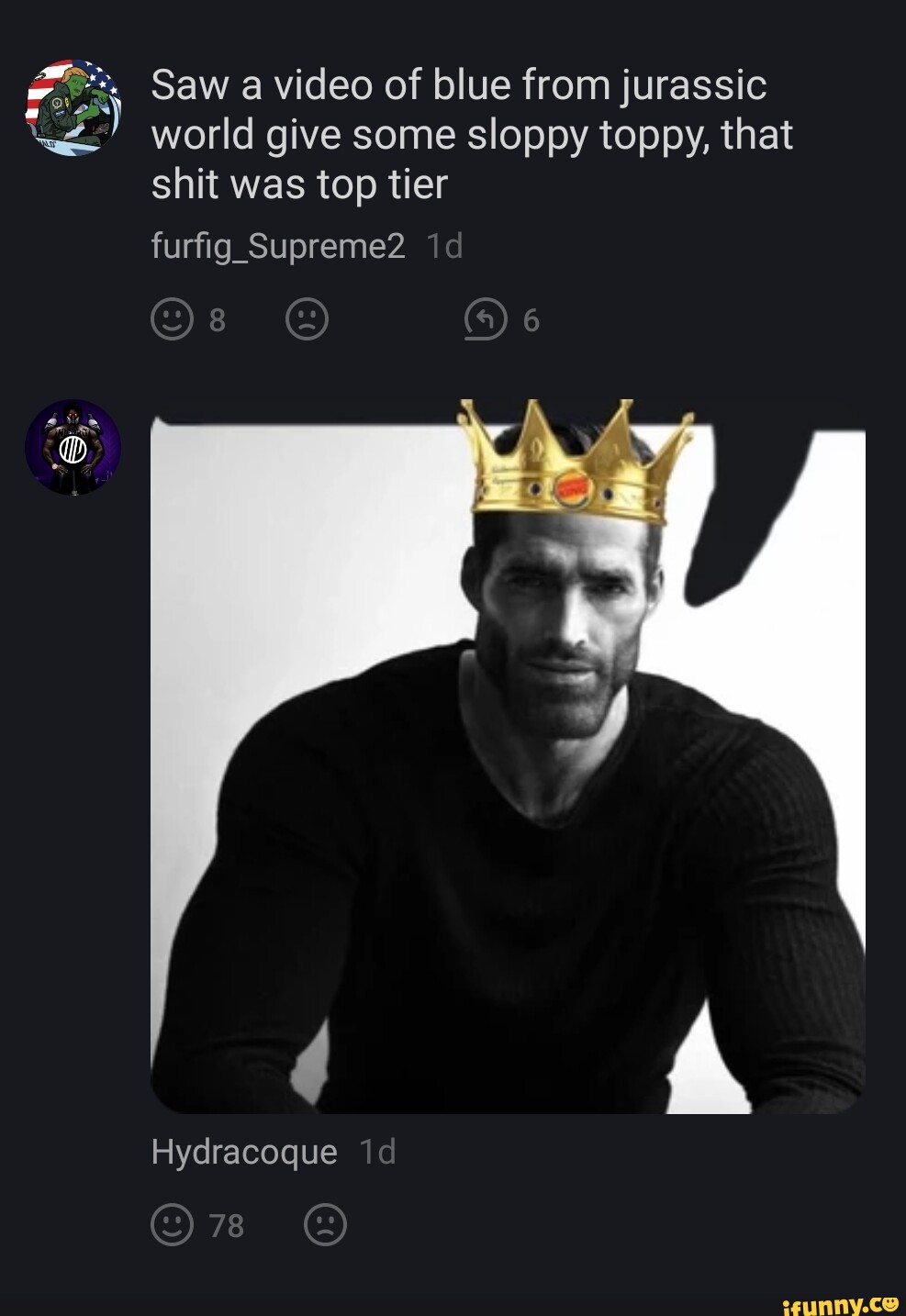 Saw a video of blue from jurassic world give some sloppy toppy, that ...