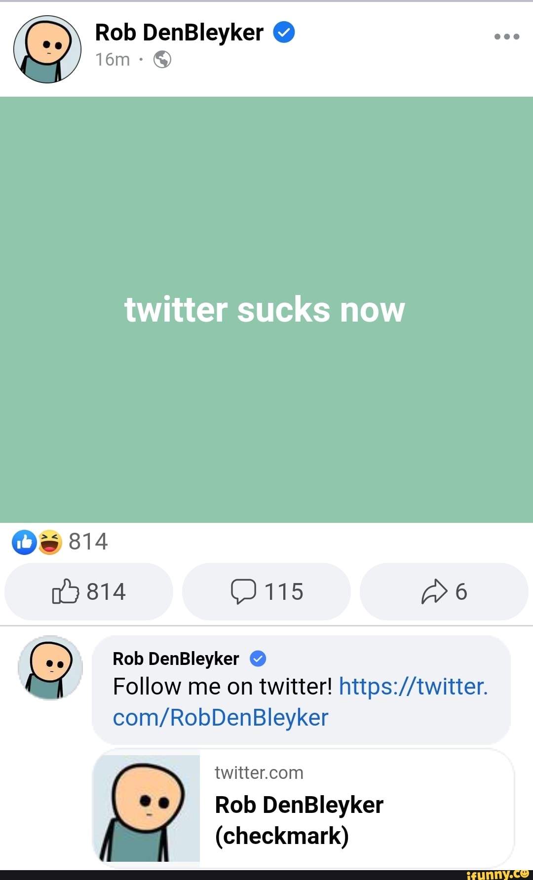 Rob DenBleyker @ twitter sucks now Os 314 814 Rob DenBleyker @ Follow ...
