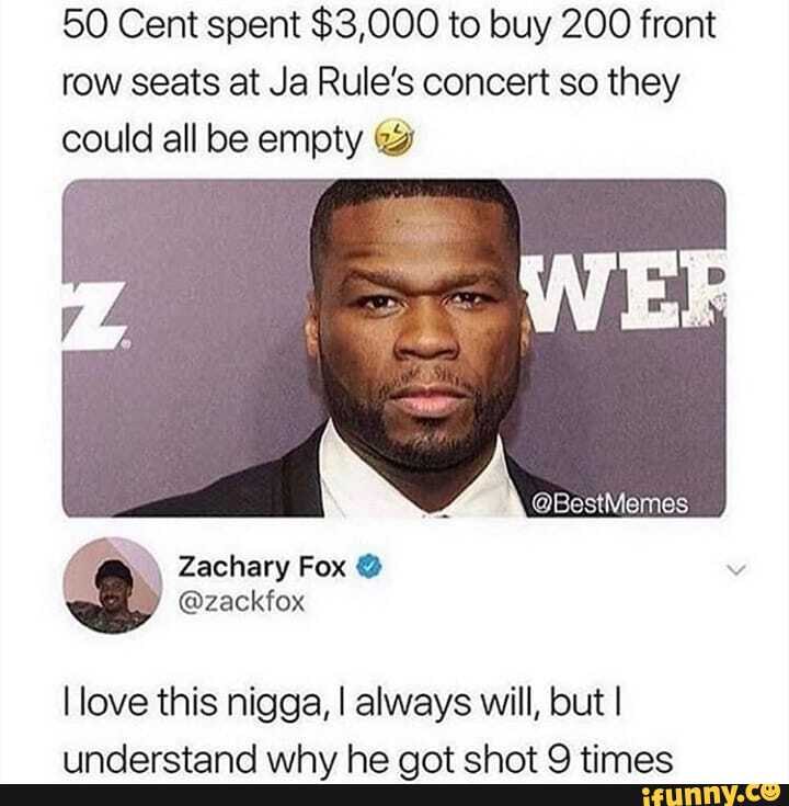 50 Cent spent $3,000 to buy 200 front row seats at Ja Rule's concert so ...