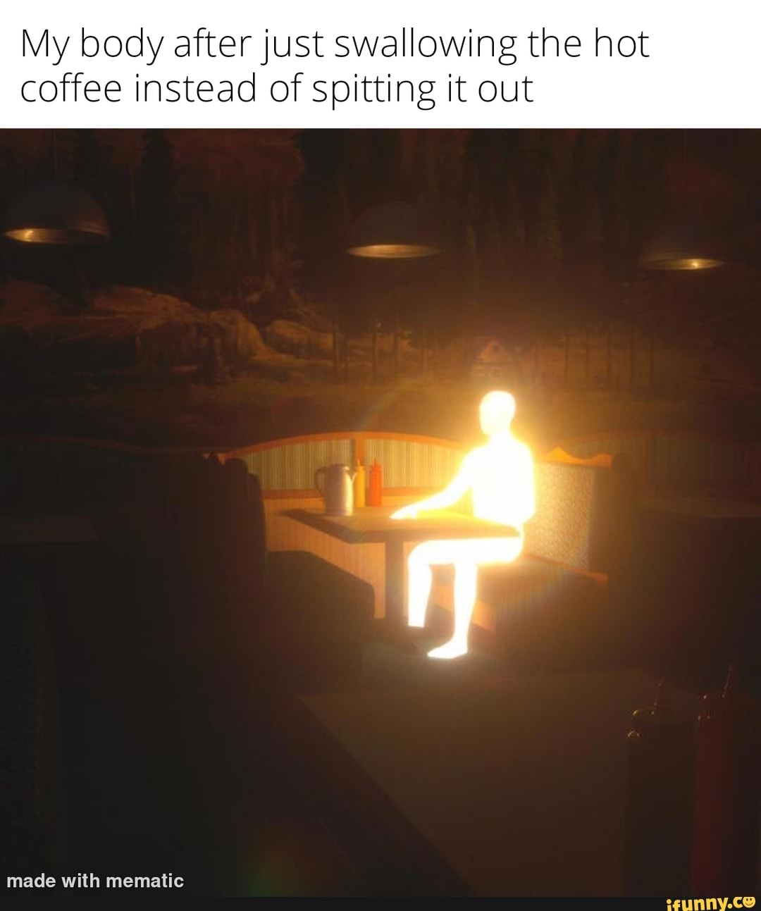 My body after just swallowing the hot coffee instead of spitting it out ...