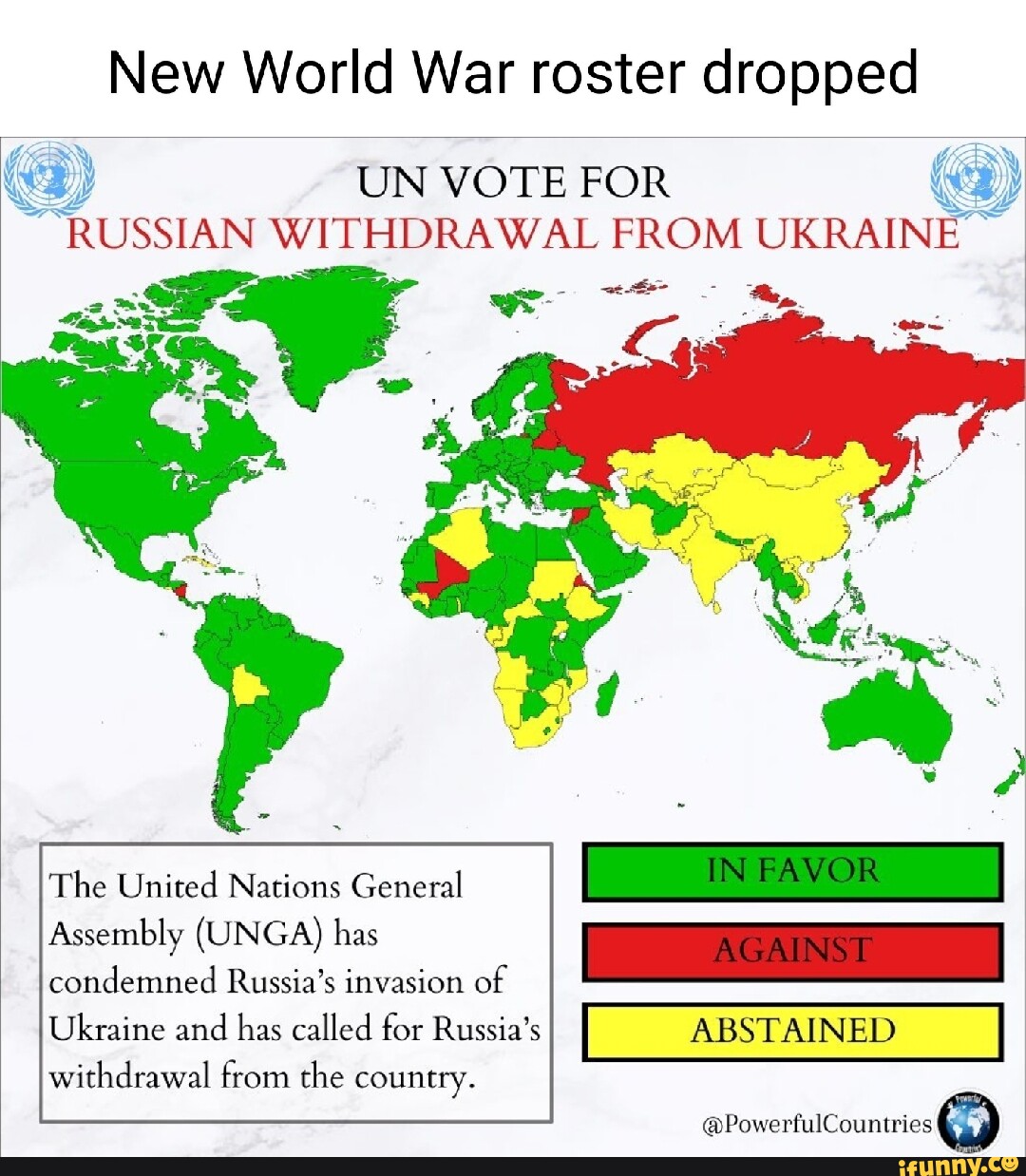 New World War roster dropped UN VOTE FOR was RUSSIAN WITHDRAWAL FROM ...