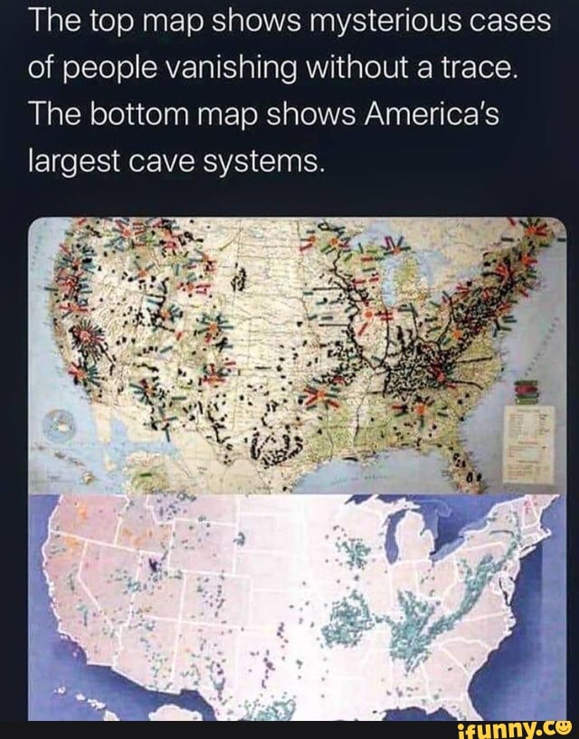 The top map shows mysterious cases of people vanishing without a trace ...