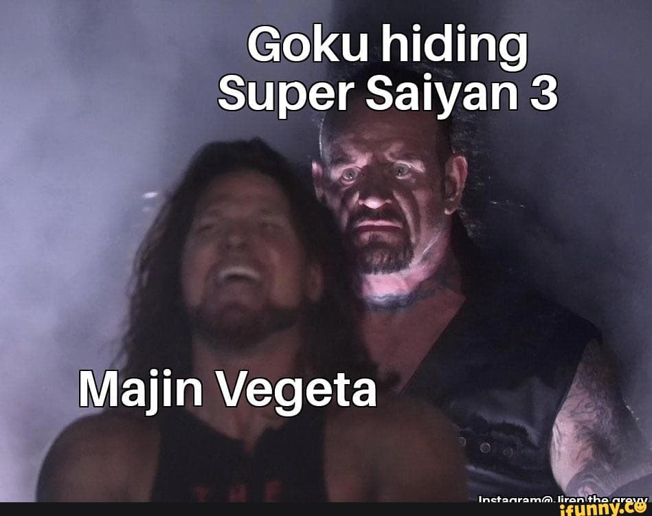 Goku hiding Super Saiyan 3 Majin Vegeta - iFunny