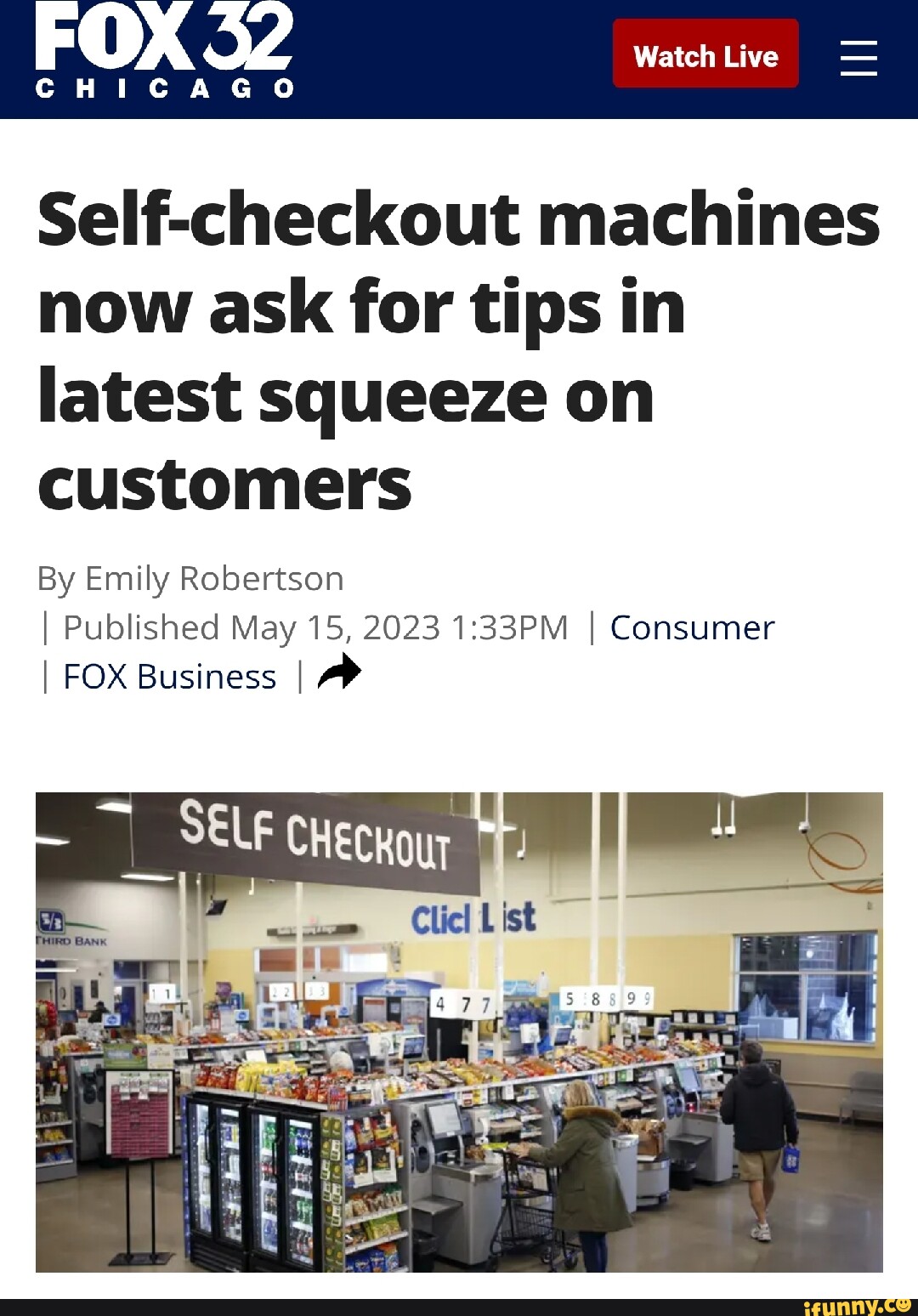 FOX 32 Watch Live = Self-checkout machines now ask for tips in latest ...