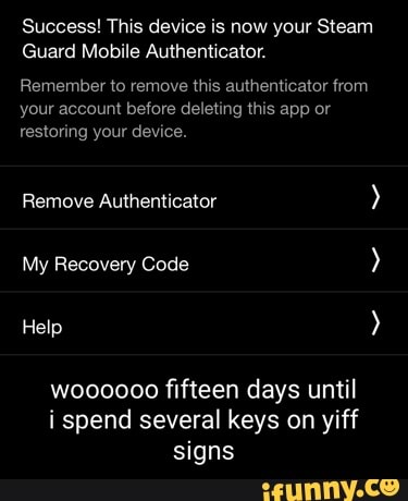 Success! This device is now your Steam Guard Mobile Authenticator ...
