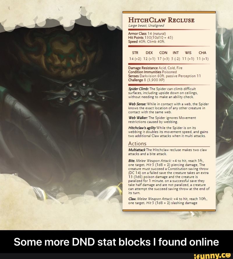 Online Some more DND stat blocks I found - Some more DND stat blocks I ...