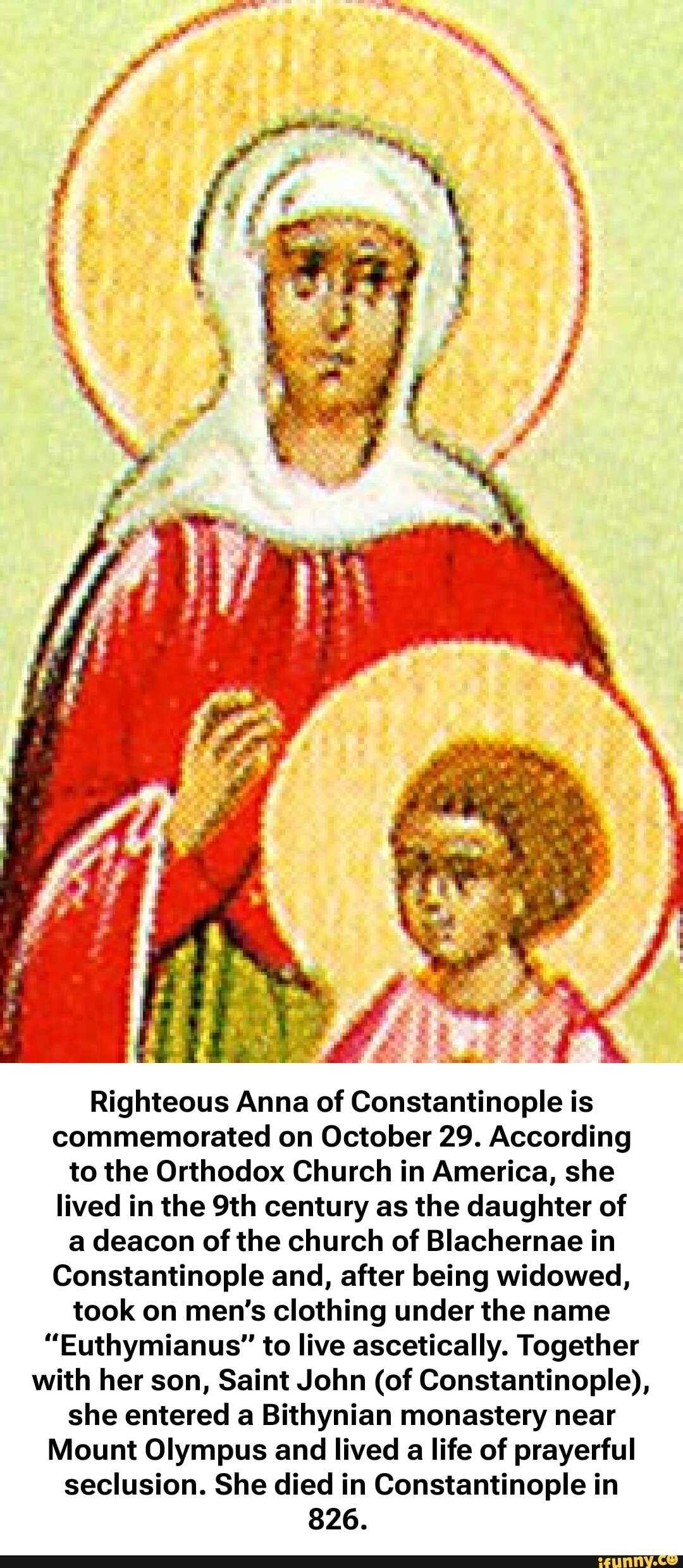 Pay Righteous Anna of Constantinople is commemorated on October 29 ...