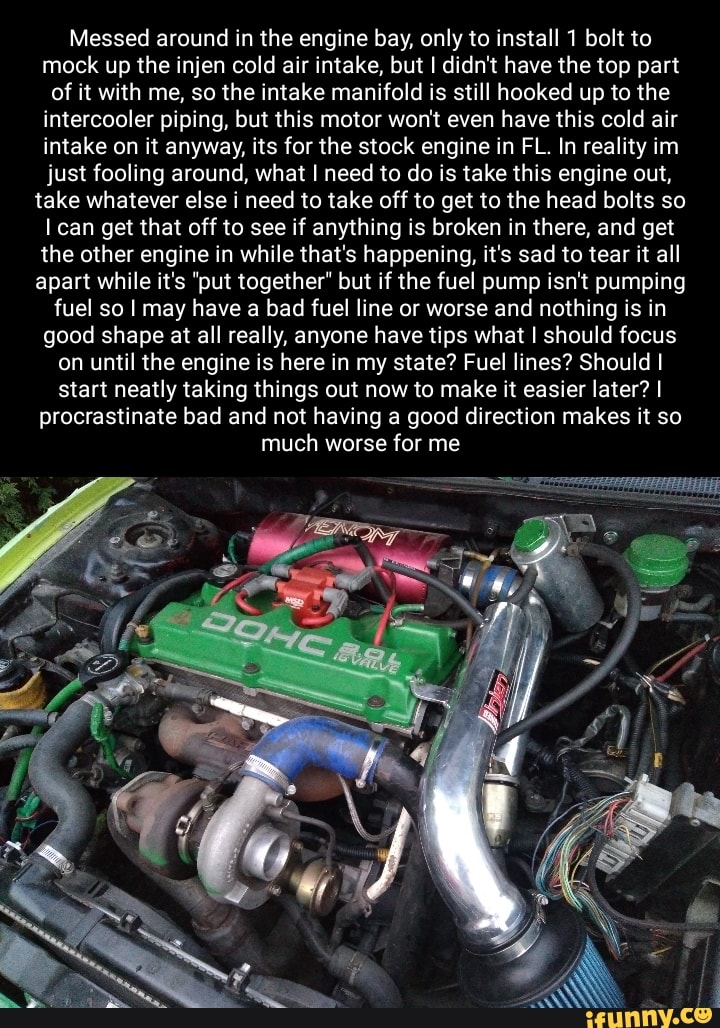 Messed around in the engine bay, only to install 1 bolt to mock up the ...