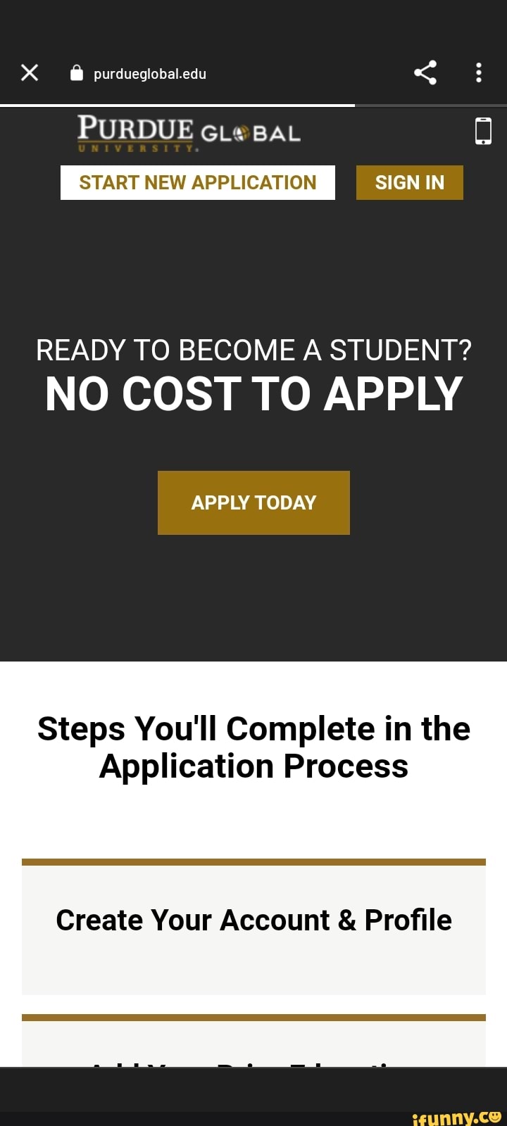 Purdueglobal.edu PURDUE BAL START NEW APPLICATION SIGN IN READY TO ...